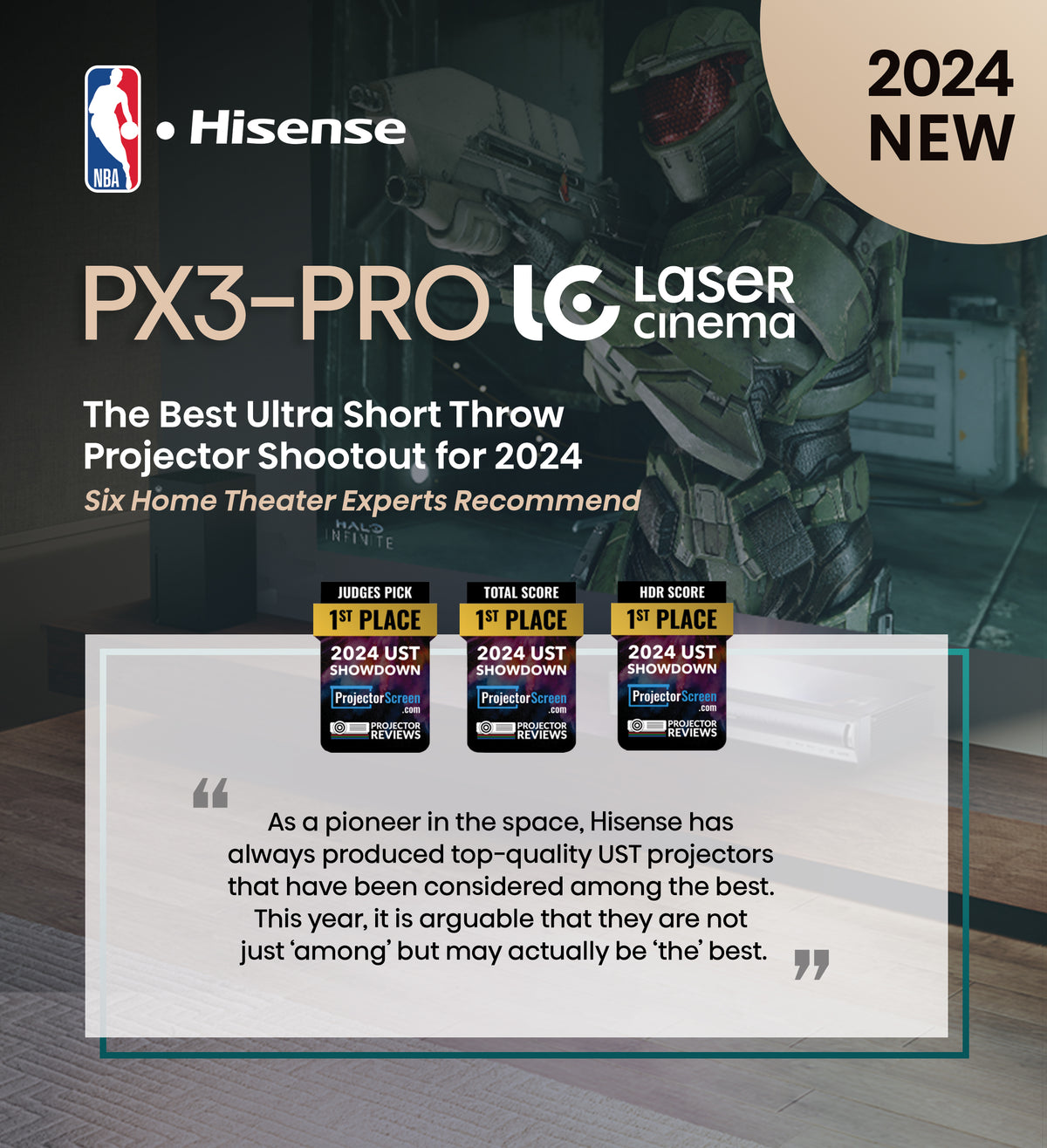 Hisense PX3-PRO TriChroma Laser Projector, Netflix, Designed for XBOX