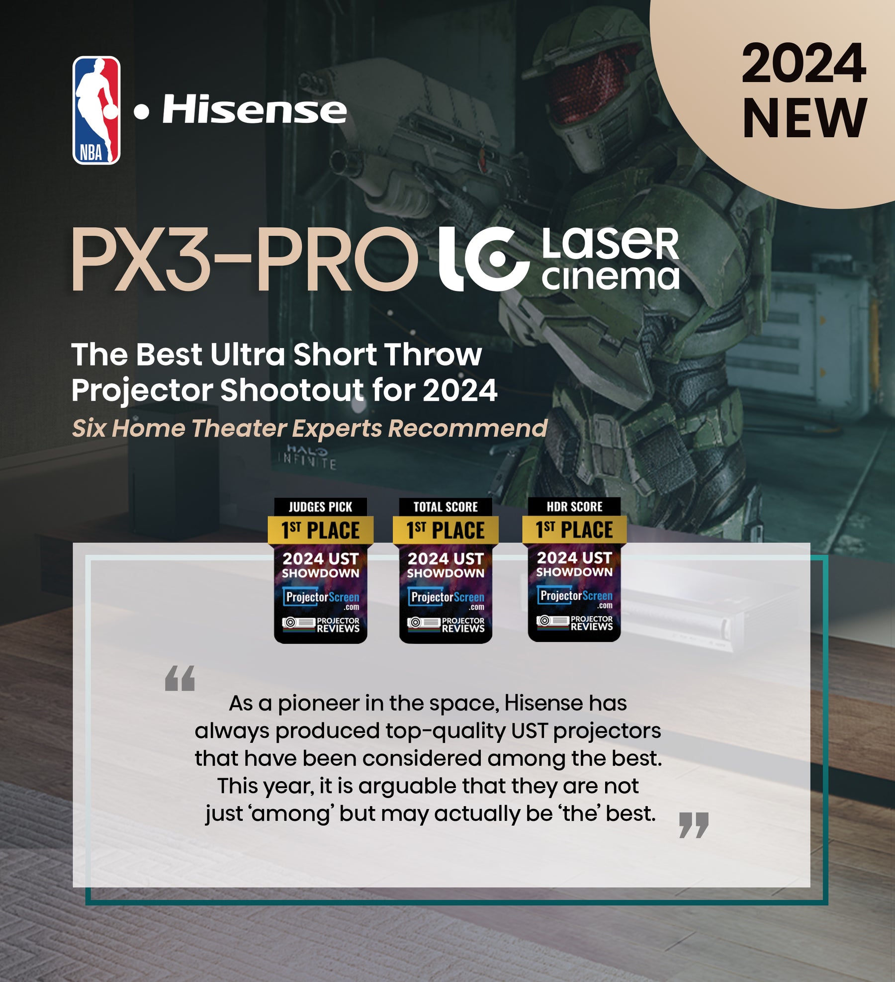 Hisense PX3-PRO TriChroma Laser Projector, Netflix, Designed for XBOX